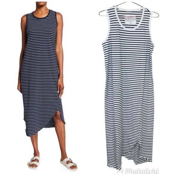 Frank & Eileen | Dresses | Frank Andeileen Tee Lab Striped Asymmetrical Hem Tank Dress White ...